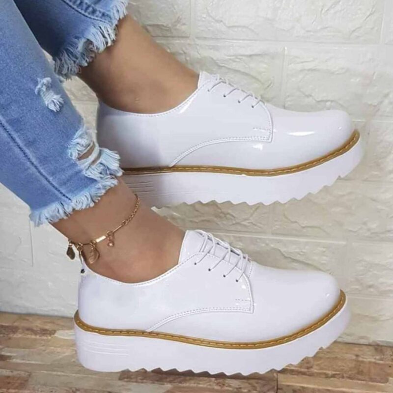 Zapatillas Emili Charol Blanco P/B - D Ella Shoes - Emili Charol Blanco P/B