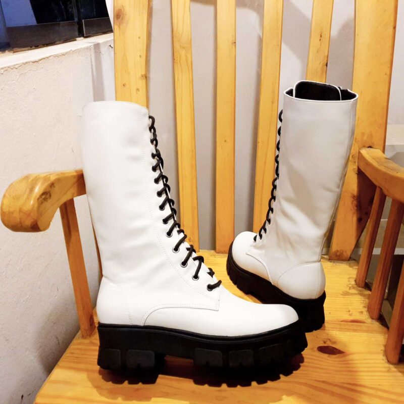 Botines Botas Panto Liso Blanco PL-MUE - D Ella Shoes