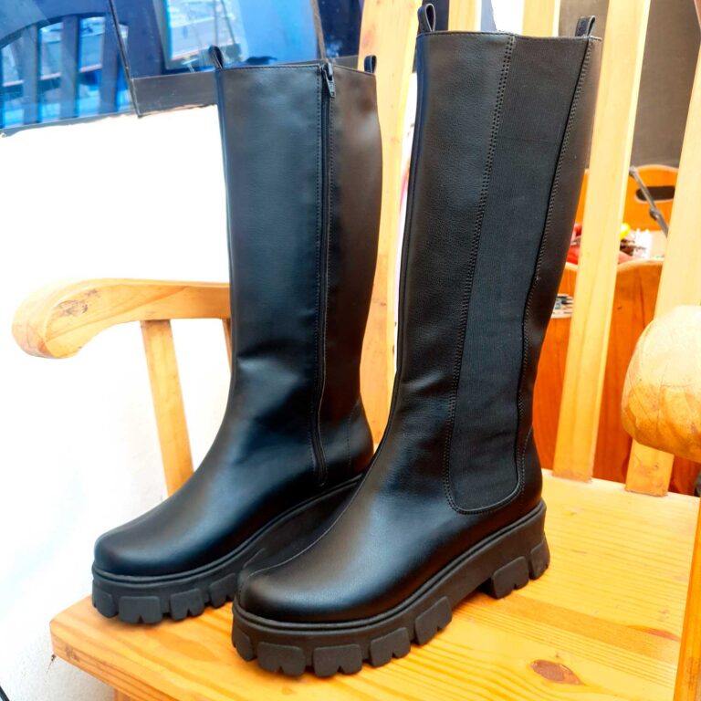 Botas Panto Elastico Liso Negro PL-MUE – D Ella Shoes Peru